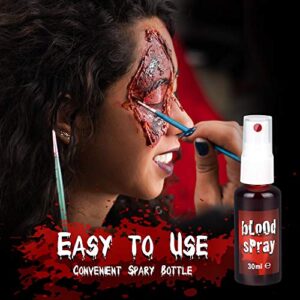 Halloween Fake Blood Spray 1oz, Realistic Safe Washable Fake Blood for Clothes Halloween Blood Makeup Zombie Vampire Bloody Face Blood for Halloween (1oz/30ml)