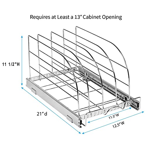 HOLDN’ STORAGE Pull Out Organizer for Cookie Sheet, Cutting Board, Bakeware, and Tray, Heavy Duty-5 Year Limited Warranty- for Kitchen Pantry Cabinets, 12.5”W x 21”D x 11 1/2" H, Chrome