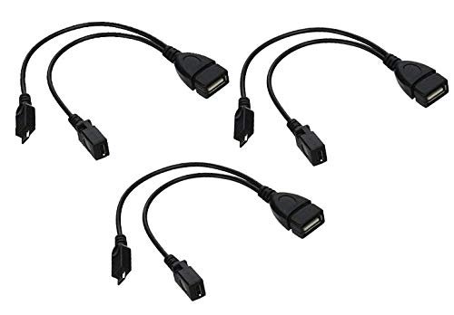 3 Pack OTG Cable Replacement for Fire Stick 4K, Compatible Samsung, Replacement for Amazon Fire TV, Compatible with LG Android Phone Tablet Micro USB Host with Micro USB Power