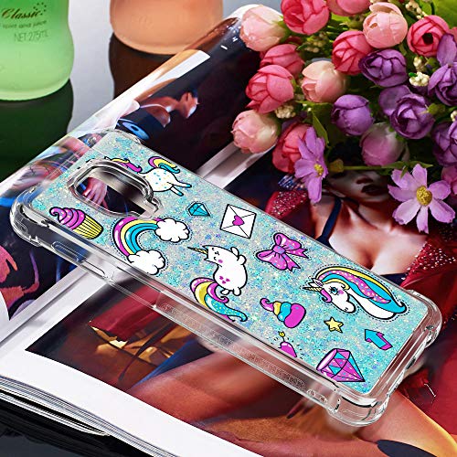 LEMAXELERS Redmi Note 9S Case Bling Glitter Case Soft TPU Floating Clear Liquid Hearts Quicksand Shiny Flowing Shockproof Protective Cover for Xiaomi Redmi Note 9S Pro / 9 Pro Max YB-LS Rainbow Horse