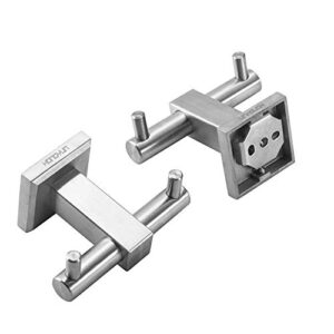 Double Towel Hooks for Hanging ,Premium Stainless Steel Heavy Duty Square Clothes Coat Robe Wall Hook for Kitchen &Garage, Heavy Duty Wall Mounted 2 Pack