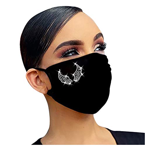 Pervobs Women Reusable Outdoor Drill Breathable Ice Cotton Windproof Mack Face Bandana with Ear Loops(A, Black)