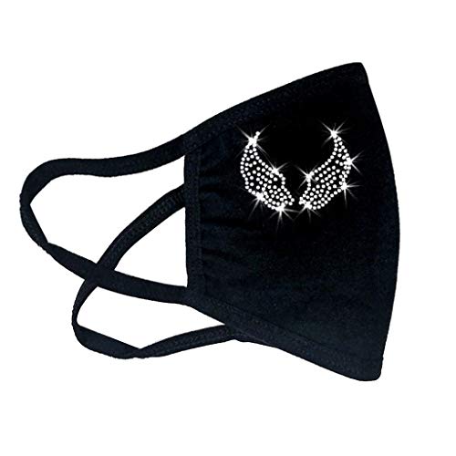 Pervobs Women Reusable Outdoor Drill Breathable Ice Cotton Windproof Mack Face Bandana with Ear Loops(A, Black)