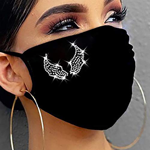 Pervobs Women Reusable Outdoor Drill Breathable Ice Cotton Windproof Mack Face Bandana with Ear Loops(A, Black)