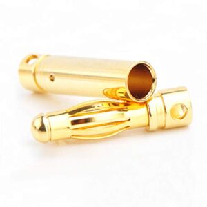 JFtech 10 Pairs 4.0mm Gold Bullet Banana Connector Plug 4mm Male & Female Bullet Connector with Heat Shink for RC Model ESC Motor