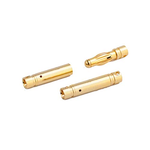 JFtech 10 Pairs 4.0mm Gold Bullet Banana Connector Plug 4mm Male & Female Bullet Connector with Heat Shink for RC Model ESC Motor