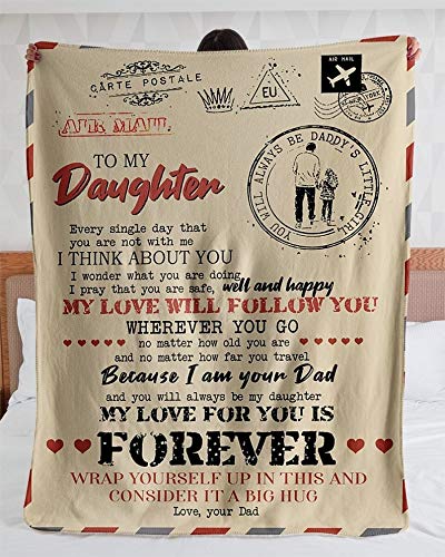 Blanket Customized A Letter to Daughter Love from Dad | Cozy Premium Fleece Blanket Size 50x60 inch Gift Family Awesome On Decor Home