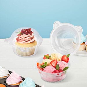 400 Single Individual Cupcake Containers, Plastic Clear Dome Cupcake Holder Stackable Disposable Cupcake Boxes Muffin Cases with Lids for Parties Cake Muffin Fruit Salad Sandwich