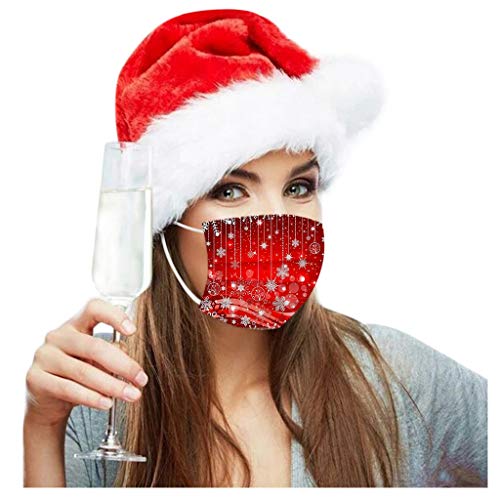 Kamendita 50 Pcs Disposable Adult's Face Bandanas 3-Ply Breathable with Christmas Parttern Outdoor Work Party Activities