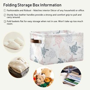 KEEPREAL Large Storage Basket Bin Sea Turtles Pattern Storage Cube Box Foldable Canvas Fabric Collapsible Organizer with Handles for Home Office Closet