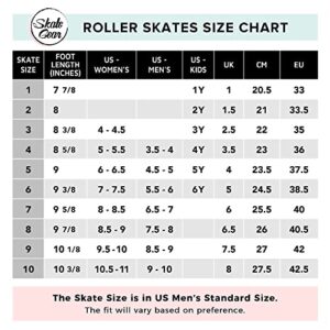 Skate Gear Extra Support Quad Roller Skates for Kids and Adults (Black, Women's 7 / Youth 6 / Men's 6)