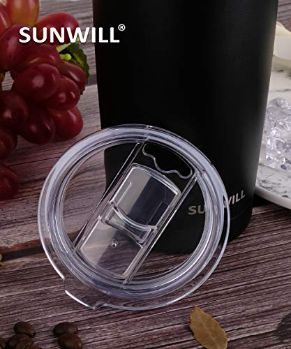 Lid for SUNWILL 14oz Mugs and 20oz Tumblers Only, Spill and Splash Resistant Sliding Covers Replacement 2 Pack, Straw Friendly, BPA Free