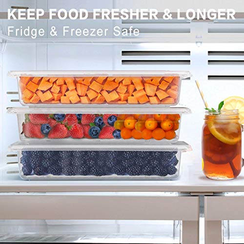 SILIVO Produce Saver Containers for Refrigerator (3 Pack) - 2.5L Fruit Storage Containers for Fridge, Vegetable Storage Containers with Drain Tray Keep Fresh for Veggie, Fruit, Lettuce and Salad