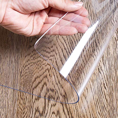 OstepDecor Clear Desk Pad, 12 x 24 Inch Clear Desk Mat, 1.5mm Thick Plastic Table Protector, Small Desk Protector Clear, Desk Mats on top of Desks, Vinyl Clear Table Cover for Writing Desk