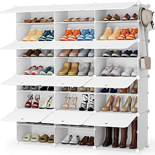 HOMIDEC Shoe Storage Cabinet, 48 Pairs Shoe Rack 3 by 8 Tier Shoe Organizer Space Saving Shoe Storage for Closet Hallway Living Room Bedroom Garage (White)