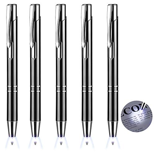 Zonon Pen with Light Lighted Tip Pen Flashlight Writing Ballpoint Pens LED Pen Light with Bright White Light for Writing in the Dark (5 Pieces)