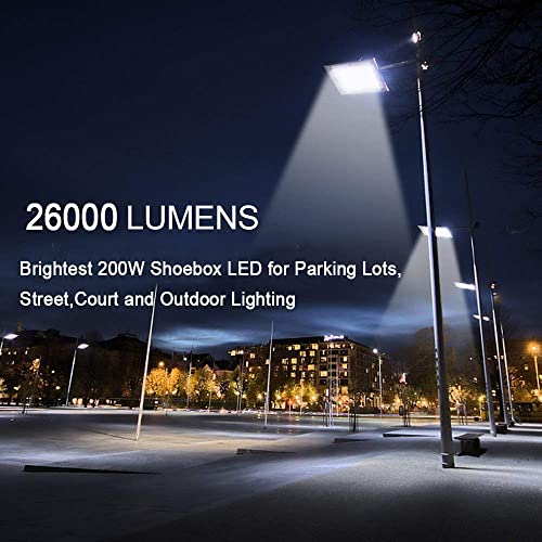 200W LED Parking Lot Lights Bundle L-Shape Square Pole Top Bracket