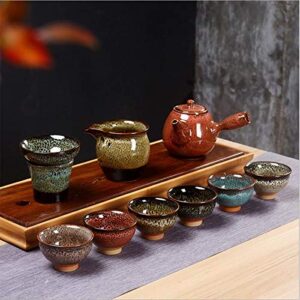 Puoyikt Chinese Ceramic Kung Fu Tea Set of 6, Japanese Tea Cup, Sake Cup, Ceramic Tea Cup, Ceramic Tea Set (6 colors)