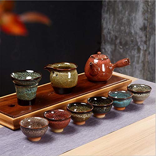 Puoyikt Chinese Ceramic Kung Fu Tea Set of 6, Japanese Tea Cup, Sake Cup, Ceramic Tea Cup, Ceramic Tea Set (6 colors)