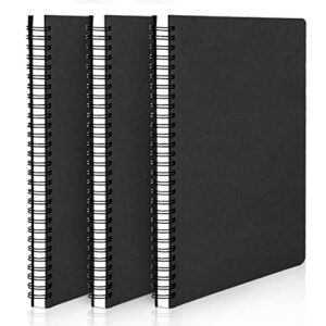 eusoar blank notebook journal, b5 3 packs 7.3"x10.2" black hardcover spiral plain travel writing notebooks, notepad sketchbook, students college office business subject diary spiral book journal