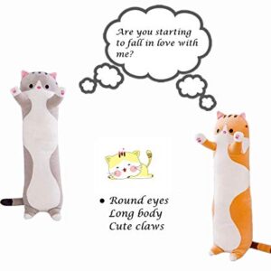 zhidiloveyou Long Plush Pillow of Cute Cat for Kids and Adults, Plush Toy Gift(27.5", Brown)