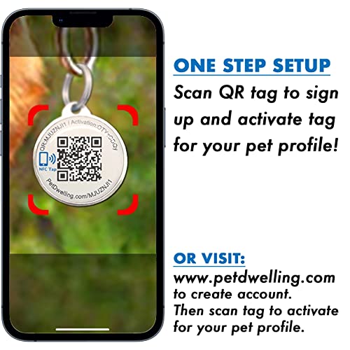 Pet Dwelling Premium QR Code Pet ID Tags - Dog Tags and Cat Tags, Connect to Online Pet Profile, Receive Instant Scanned Tag Location Email Alert(Pink Paw)