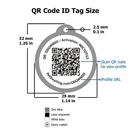 Pet Dwelling Premium QR Code Pet ID Tags - Dog Tags and Cat Tags, Connect to Online Pet Profile, Receive Instant Scanned Tag Location Email Alert(Pink Paw)