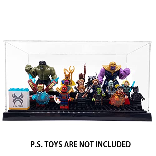 Display Case for Minifigure Action Figures Blocks, Display Box Storage for Lego Minifigures, Gifts for Lego Lovers,Black