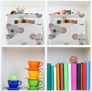 Nander Funny Sleeping Koala Bear Cube Folding Laundry Basket for Kids Toy Storage Basket Cosmetic Toys Cloth Storage Bins Organizer Office Stationery