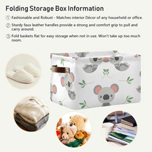 Nander Funny Sleeping Koala Bear Cube Folding Laundry Basket for Kids Toy Storage Basket Cosmetic Toys Cloth Storage Bins Organizer Office Stationery