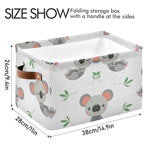 Nander Funny Sleeping Koala Bear Cube Folding Laundry Basket for Kids Toy Storage Basket Cosmetic Toys Cloth Storage Bins Organizer Office Stationery