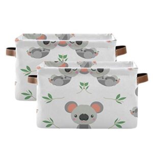 Nander Funny Sleeping Koala Bear Cube Folding Laundry Basket for Kids Toy Storage Basket Cosmetic Toys Cloth Storage Bins Organizer Office Stationery