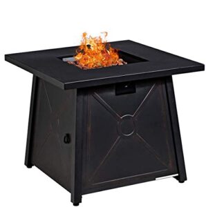 giantex gas fire table, 30 inch square firepit table 50,000btu fire pits tables w/ waterproof cover, etl and csa certification patio auto-ignition propane heater fireplace table w/ lava rock (black)