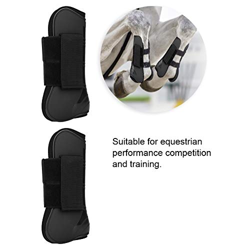 ViaGasaFamido Horse Support Boots, 1 Pair of Horse Breathable Wrap Jum Leg Boot Protection Support Wrap Equestrian PU Secure Leg Protection Horse Tendon (Black)