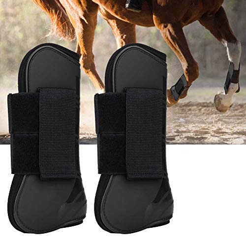 ViaGasaFamido Horse Support Boots, 1 Pair of Horse Breathable Wrap Jum Leg Boot Protection Support Wrap Equestrian PU Secure Leg Protection Horse Tendon (Black)