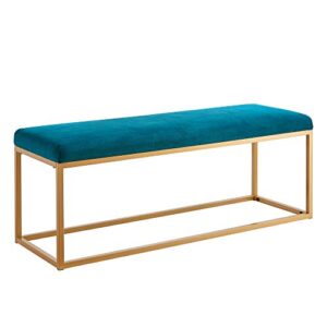 ball & cast upholstered bench, 48" w, teal - frame