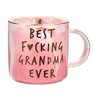 hendson grandma birthday gifts - best grandma ever - funny gift for nana, new grandma, pregnancy announcement for grandparents, grandma to be, grandmother - pink marble mug, 11.5oz coffee cup