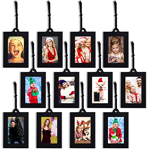 Jetec 12 Pieces Christmas Hanging Picture Frame Ornaments Hanging Family Photo Frames Display Christmas Tree Decorative Frame for Christmas Photo Picture Tree Display Decorative Table Home Decor