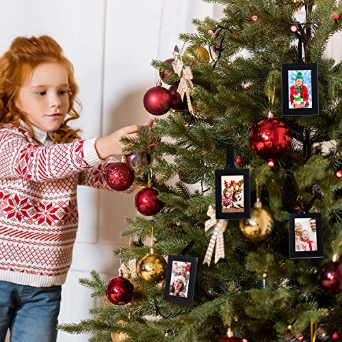 Jetec 12 Pieces Christmas Hanging Picture Frame Ornaments Hanging Family Photo Frames Display Christmas Tree Decorative Frame for Christmas Photo Picture Tree Display Decorative Table Home Decor