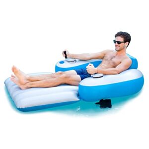 splash runner 2.5 motorized inflatable pool lounger, water hammock raft for pool or lake, toy for adults & kids, lightweight, durable, propellers enclosed w/safety grill, batteries required