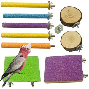 zyyrt parrot perch stand 9pcs wooden bird paw grinding stick perch stand platform parakeet cage accessories exercise toy for budgies conure cockatiel