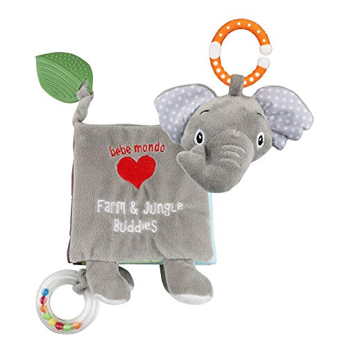 Baby Books Toys,Soft Cloth Crinkle Books for Babies Infants Toddler, Elephant Baby Gifts Teething Toys, Jungle Education Bunny Toys for 0-6 Months 1 Year Old Boy Girl,Stuffed Plush Book Touch and Feel