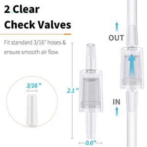 Pawfly 25 Feet Airline Tubing Standard Aquarium Air Pump Accessories with Check Valves, Suction Cups and Connectors