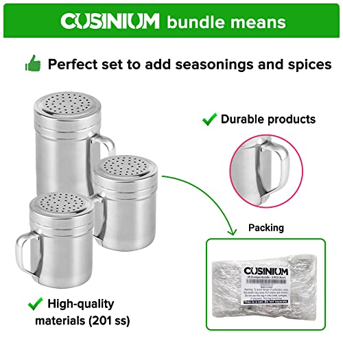 [10oz + 10oz + 14oz] Stainless Steel Dredge Shaker Bundle - by CUSINIUM