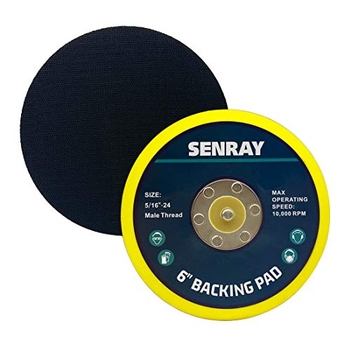 SENRAY 6 Inch Dual-Action Hook & Loop Molded Urethane Flexible Backing Plate for Random Orbital Sander Car Polisher - 2 PCS Set