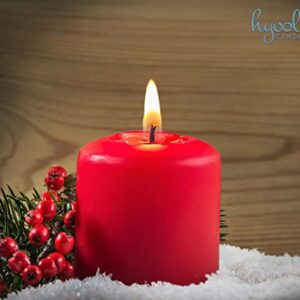 HYOOLA Red Pillar Candles 3x3 Inch - Unscented Pillar Candles - 6-Pack - European Made