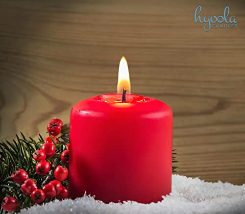 HYOOLA Red Pillar Candles 3x3 Inch - Unscented Pillar Candles - 6-Pack - European Made