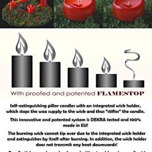 HYOOLA Red Pillar Candles 3x3 Inch - Unscented Pillar Candles - 6-Pack - European Made