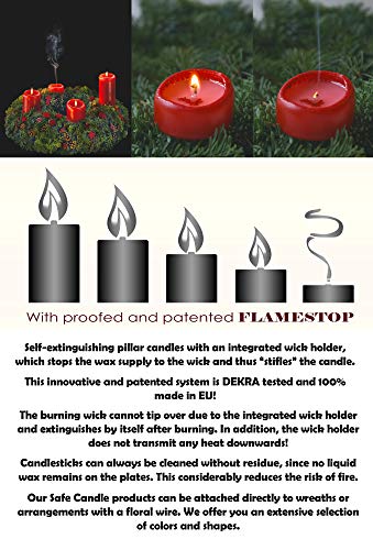 HYOOLA Red Pillar Candles 3x3 Inch - Unscented Pillar Candles - 6-Pack - European Made