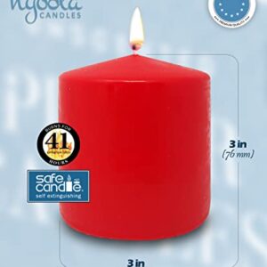 HYOOLA Red Pillar Candles 3x3 Inch - Unscented Pillar Candles - 6-Pack - European Made